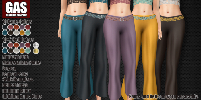 Second Life Marketplace - GAS [Ladies Pants Ann - 10 Colors w/HUD FATPACK]